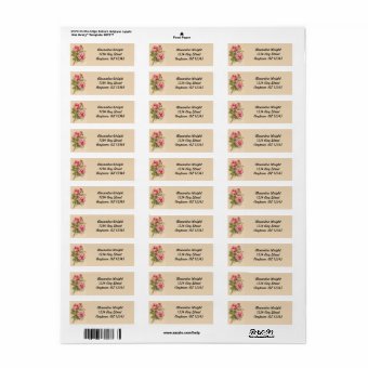 Vintage Pink Roses Label | Zazzle