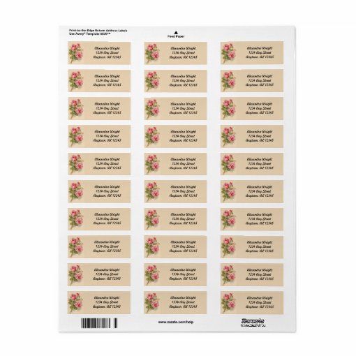 Vintage Pink Roses Label | Zazzle