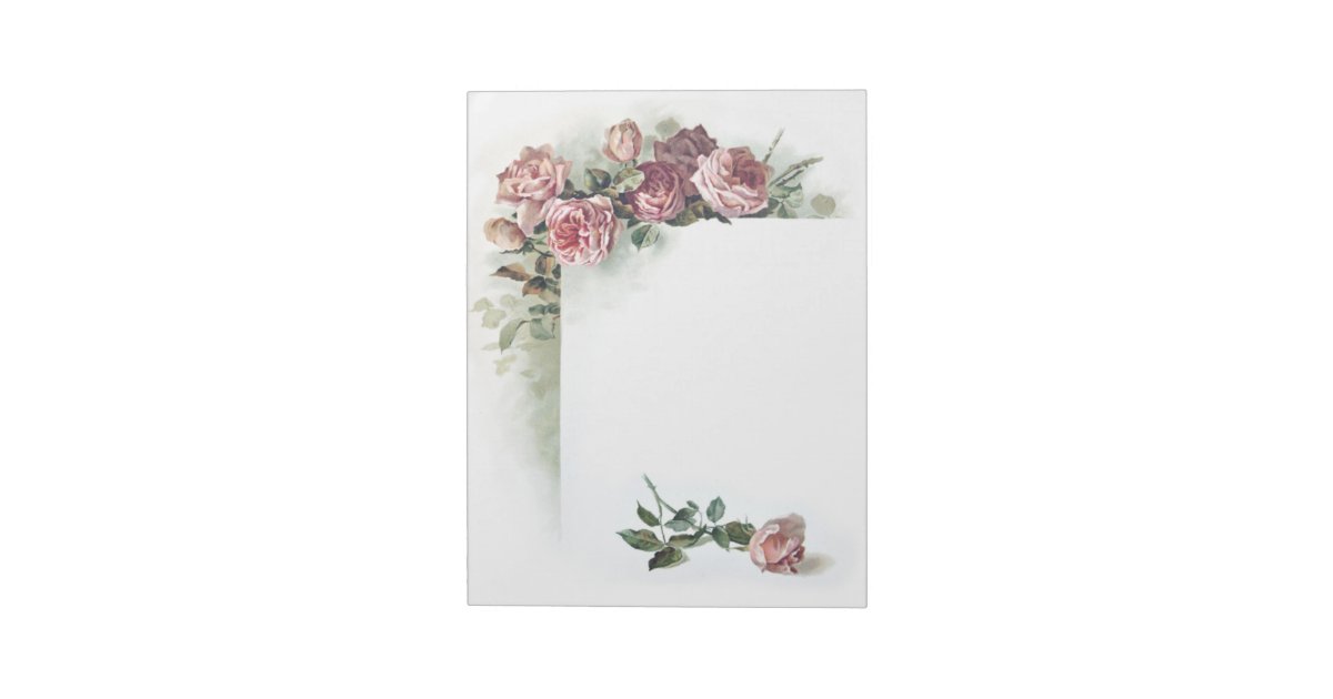 Vintage pink roses notepad | Zazzle