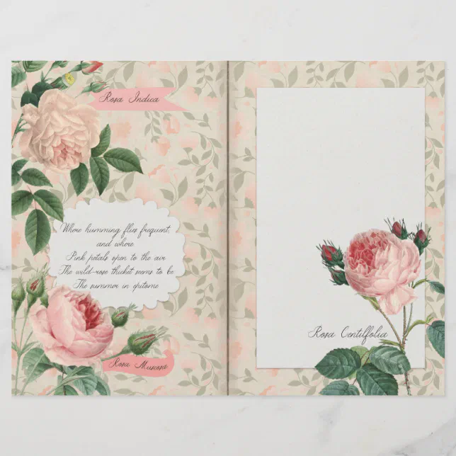 Vintage Pink Roses Scrapbook Paper | Zazzle
