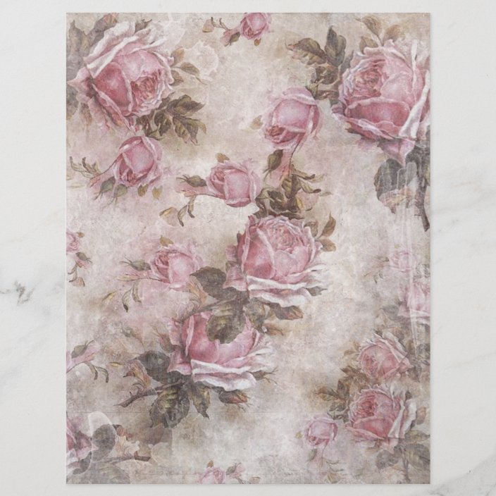 Vintage Pink Roses Scrapbook Paper | Zazzle.com