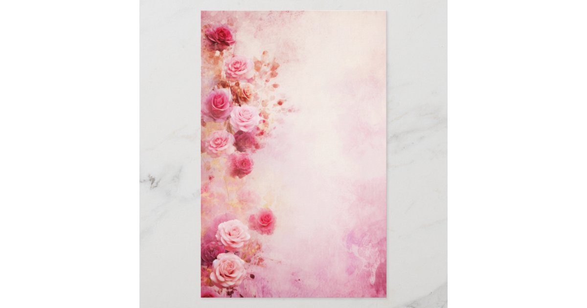 Vintage Pink Roses Stationery | Zazzle