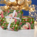 Vintage Pink Santa For Christmas 30" x 15' Wrapping Paper | Zazzle