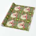 Vintage Pink Santa For Christmas 30" x 6' Wrapping Paper | Zazzle