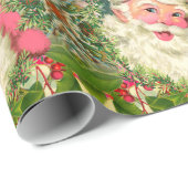 Vintage Pink Santa For Christmas 30" x 6' Wrapping Paper | Zazzle