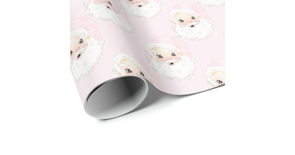 Vintage Pink Santa Wrapping Paper | Zazzle