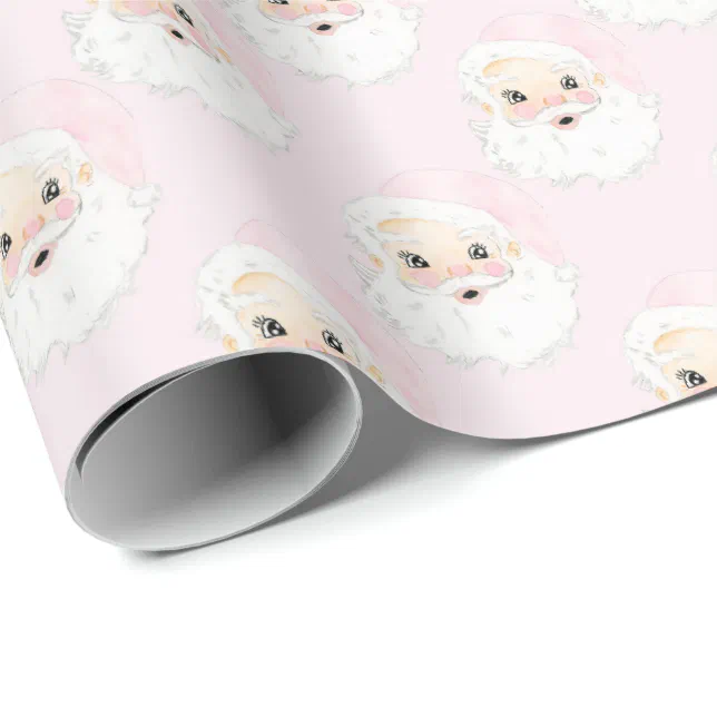 Vintage Pink Santa Wrapping Paper | Zazzle