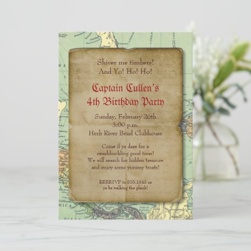 Vintage Pirate Map Invitation | Zazzle