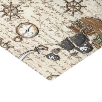 Vintage Pirate Ship Letter Nautical Decoupage Tissue Paper | Zazzle