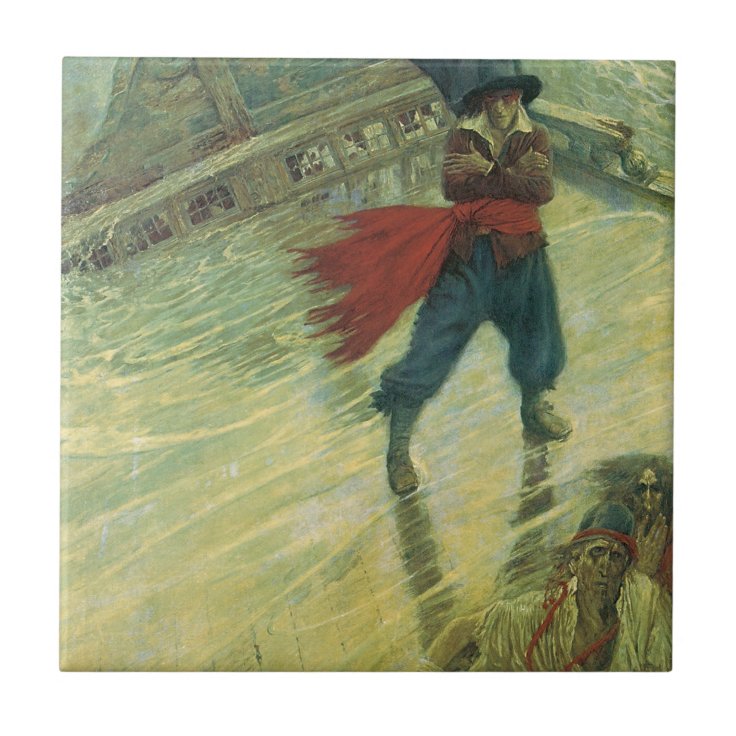 Vintage Pirate, The Flying Dutchman by Howard Pyle Ceramic Tile | Zazzle