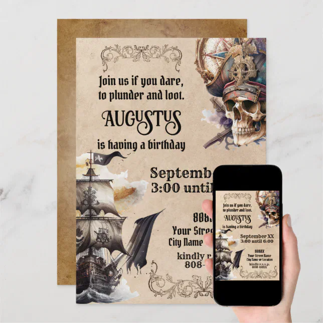 Vintage Pirate Theme Invitation | Zazzle