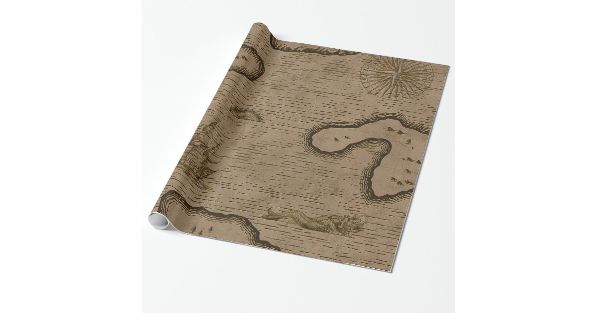 Vintage Pirate Treasure Map Wrapping Paper | Zazzle