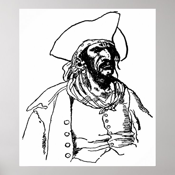 Vintage Pirates, a Buccaneer Sketch by Howard Pyle Poster | Zazzle