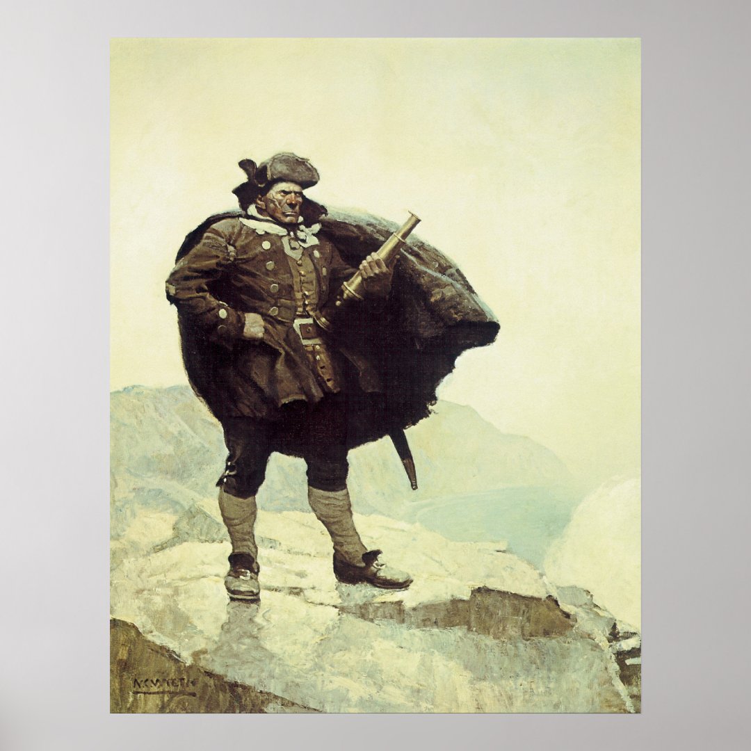 Vintage Pirates, Captain Bill Bones by NC Wyeth Poster | Zazzle