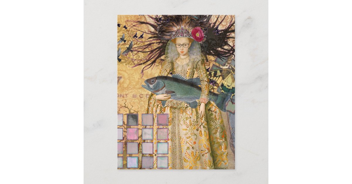 Vintage Pisces Woman Gothic Classic Postcard | Zazzle