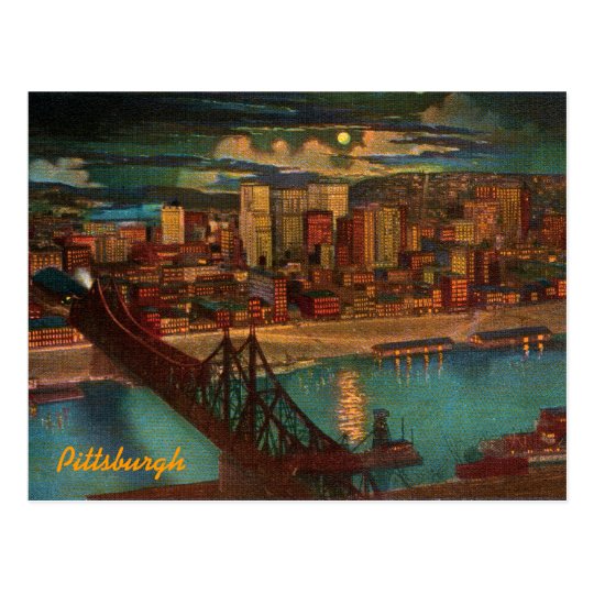 Vintage Pittsburgh By Moonlight Postcard | Zazzle.com