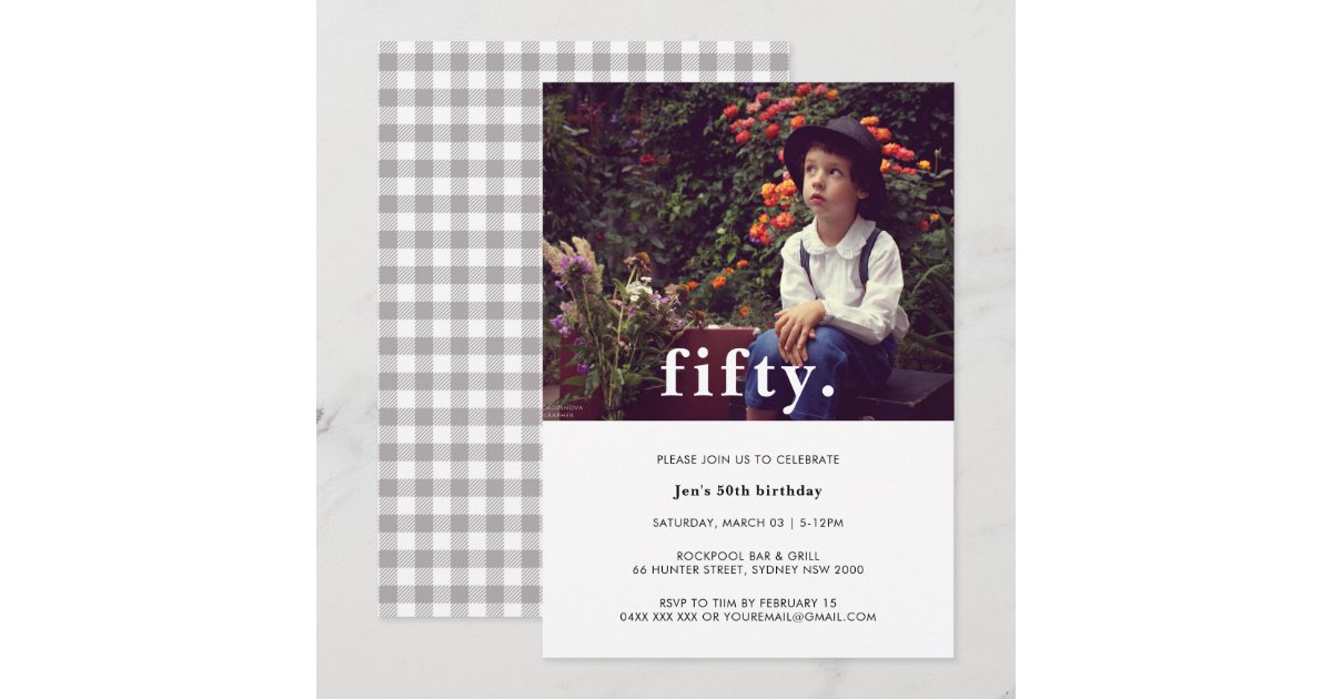 Vintage Plaid 50th Birthday Photo Invitation | Zazzle