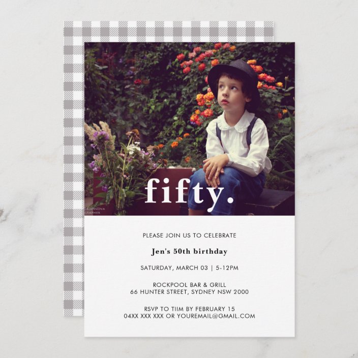 Vintage Plaid 50th Birthday Photo Invitation | Zazzle.com