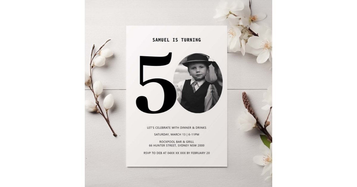 Vintage Plaid 50th Birthday Photo Invitation | Zazzle