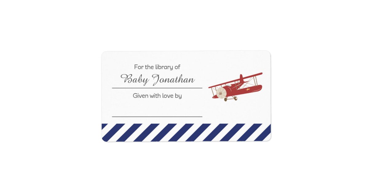 Vintage Plane Bookplate Label Sticker | Zazzle