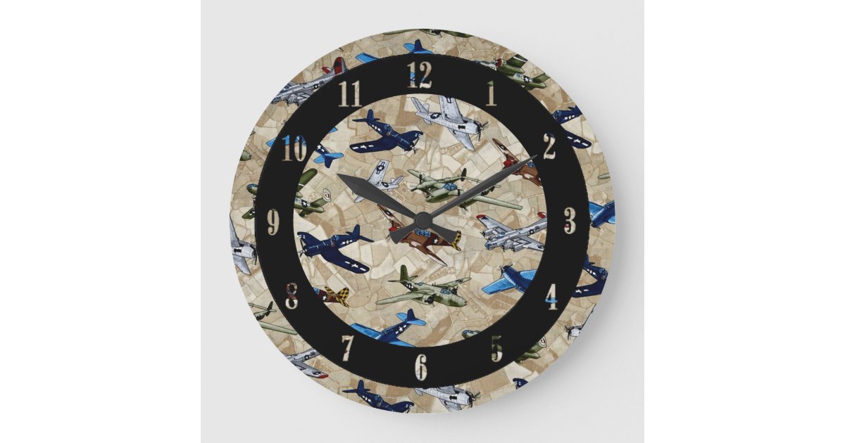 Vintage Planes Aviation Wall Clock | Zazzle