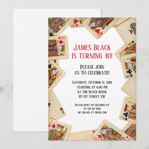 Vintage Playing Cards Birthday Party Invitation | Zazzle