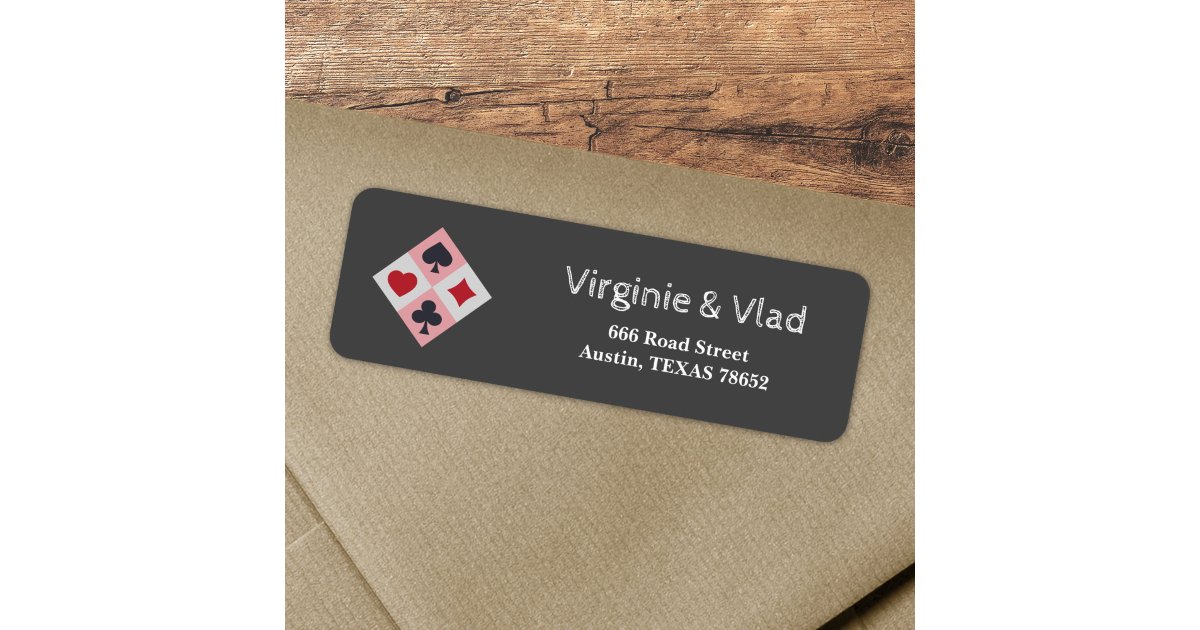 Vintage Playing Cards Colors Return address label | Zazzle