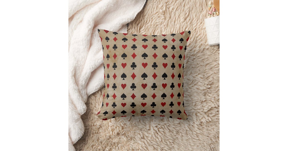 Vintage Playing Cards Suits Throw Pillow | Zazzle
