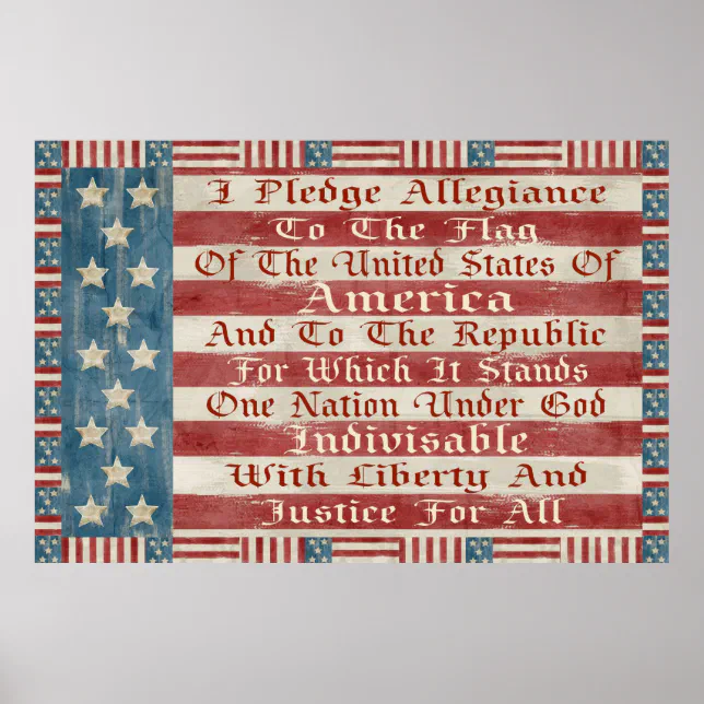 Vintage Pledge Of Allegiance Poster | Zazzle