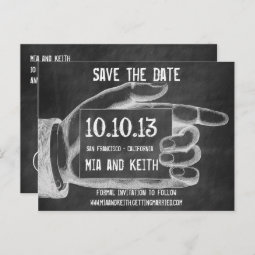 Vintage Pointing Finger Chalkboard Postcard | Zazzle