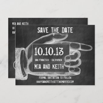 Vintage Pointing Finger Chalkboard Postcard | Zazzle