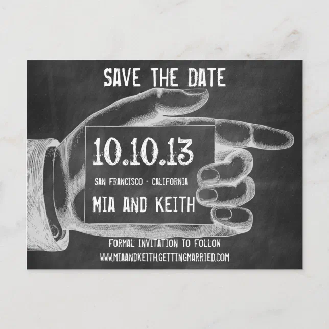 Vintage Pointing Finger Chalkboard Postcard | Zazzle