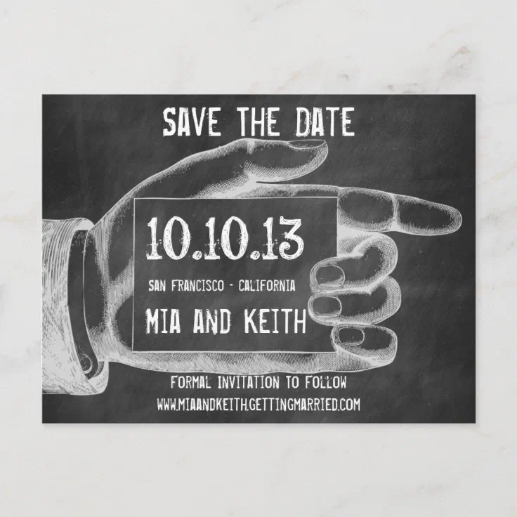 Vintage Pointing Finger Chalkboard Postcard | Zazzle