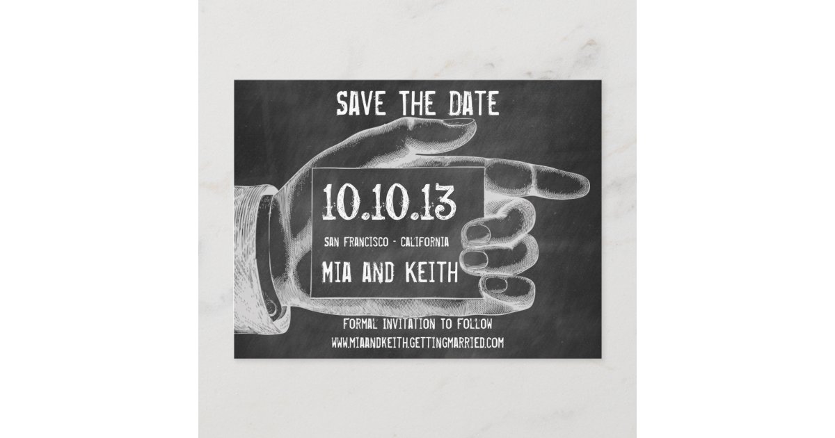 Vintage Pointing Finger Chalkboard Postcard | Zazzle