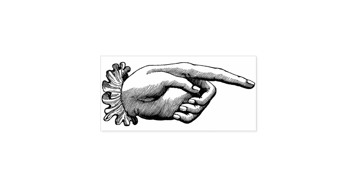 Vintage Pointing Hand rubber stamp | Zazzle