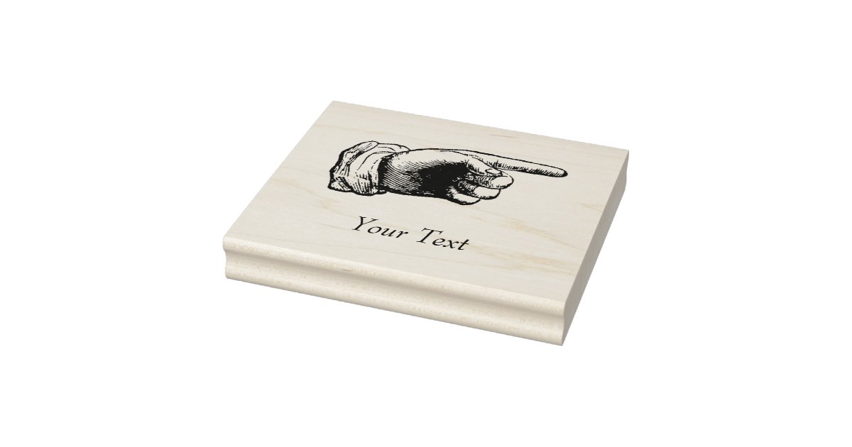 Vintage Pointing Hand with Custom Text Rubber Stamp | Zazzle