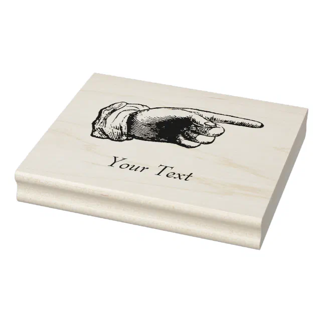 Vintage Pointing Hand with Custom Text Rubber Stamp | Zazzle