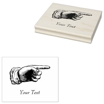 Vintage Pointing Hand with Custom Text Rubber Stamp | Zazzle