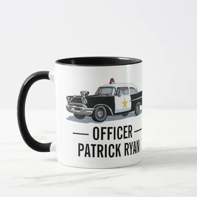 Vintage Police Car Monogram Name Mug | Zazzle