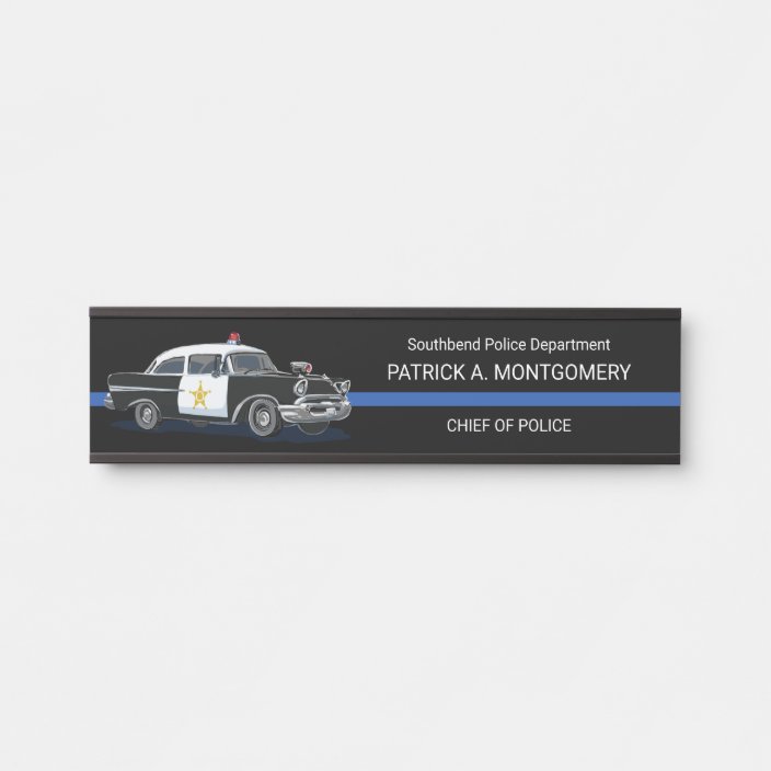Vintage Police Car Thin Blue Line Name Desk Door Sign | Zazzle.com