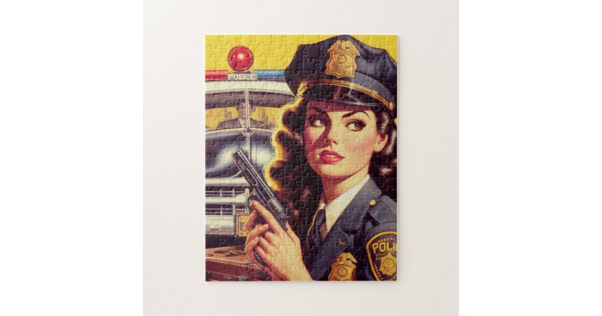 Vintage Police Officer Illustration Jigsaw Puzzle | Zazzle