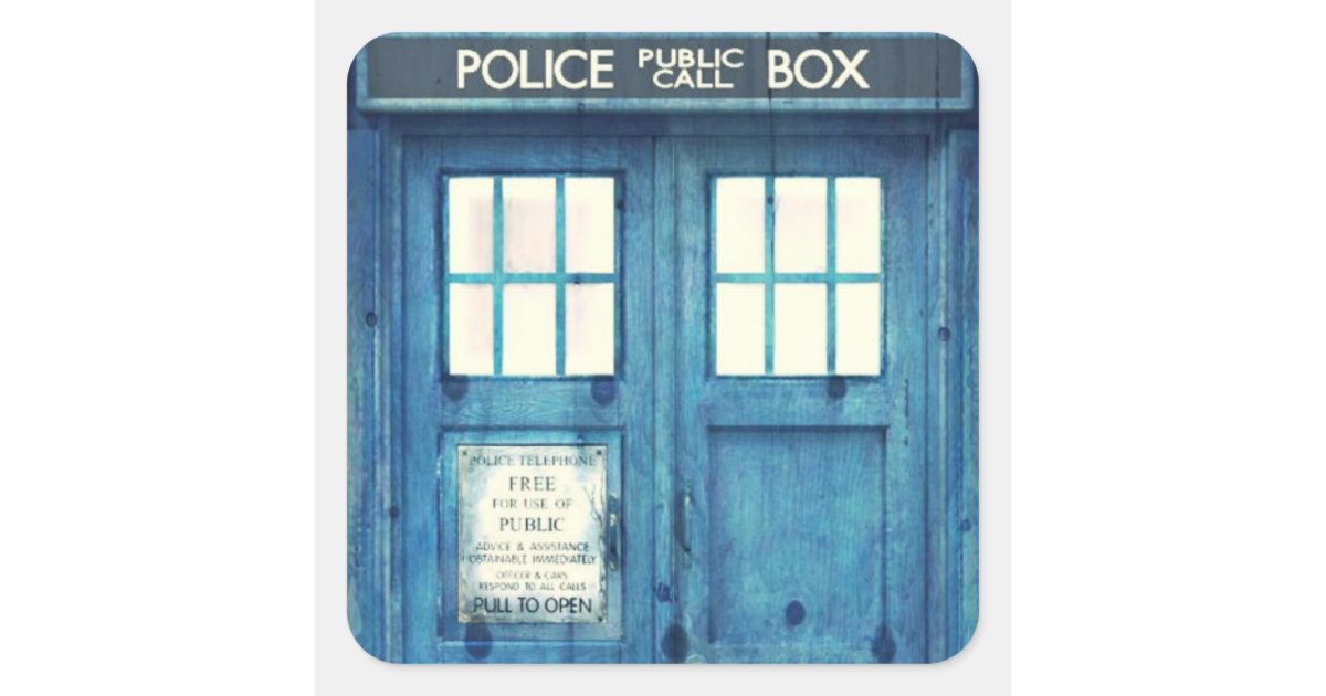Vintage Police phone Public Call Box Square Sticker | Zazzle
