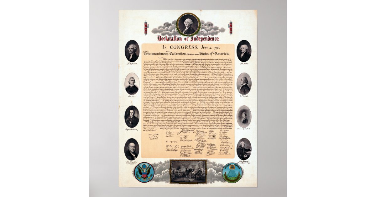 Vintage Political Founding Fathers and Declaration Poster | Zazzle