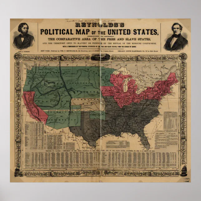 Vintage Political Map of The United States (1856) Poster | Zazzle