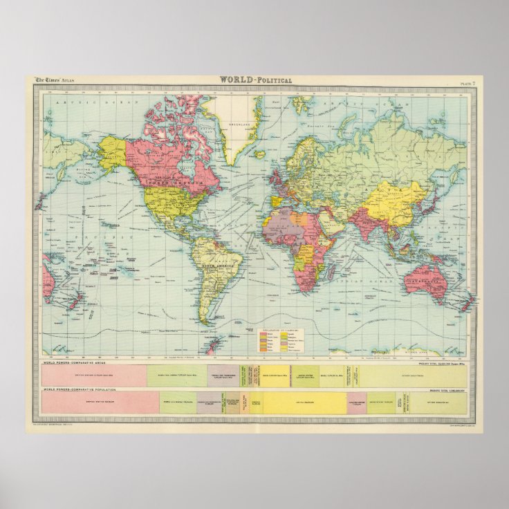 Vintage Political Map of The World (1922) Poster | Zazzle