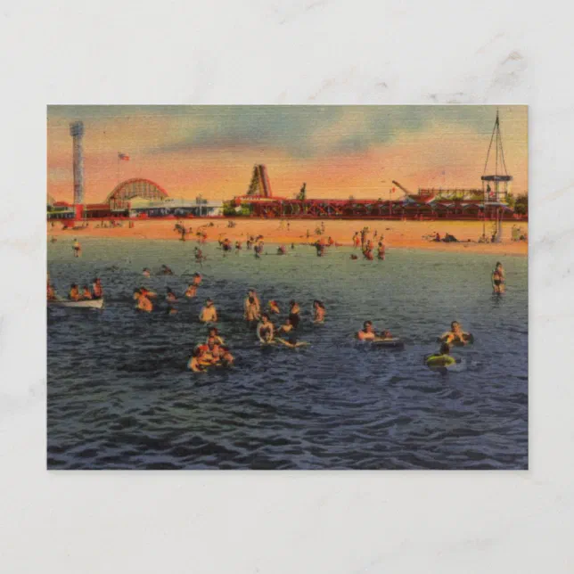 Vintage Pontchartrain Beach Artwork Postcard | Zazzle