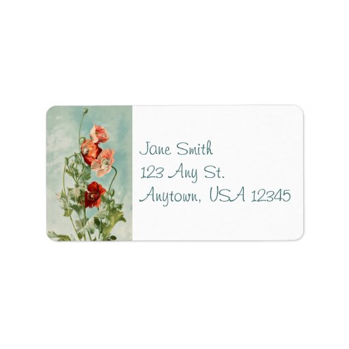 Vintage Poppies Address Labels | Zazzle