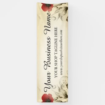 Vintage Poppies Ephemera Banner | Zazzle