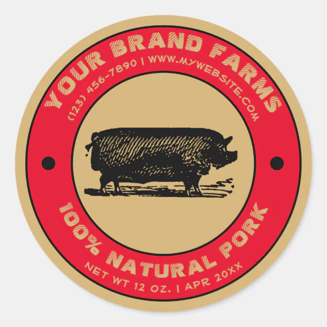 Vintage Pork Label Template | Zazzle