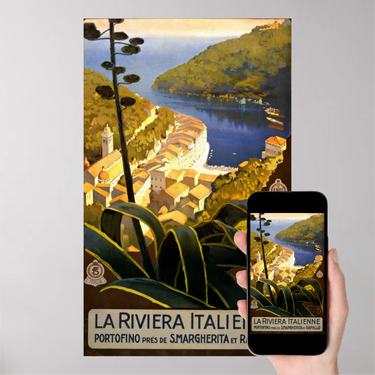 Vintage Portofino Riviera Italy Travel Poster | Zazzle